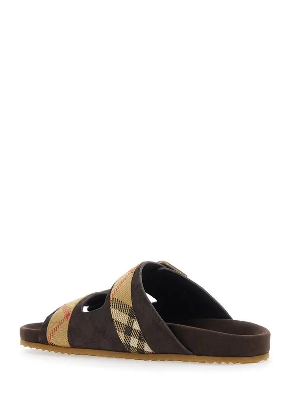 Burberry Checked Leather Sandals - Multicolor