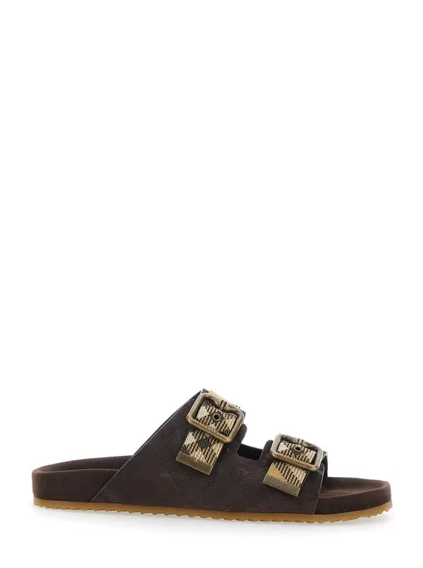 Burberry Checked Leather Sandals - Multicolor