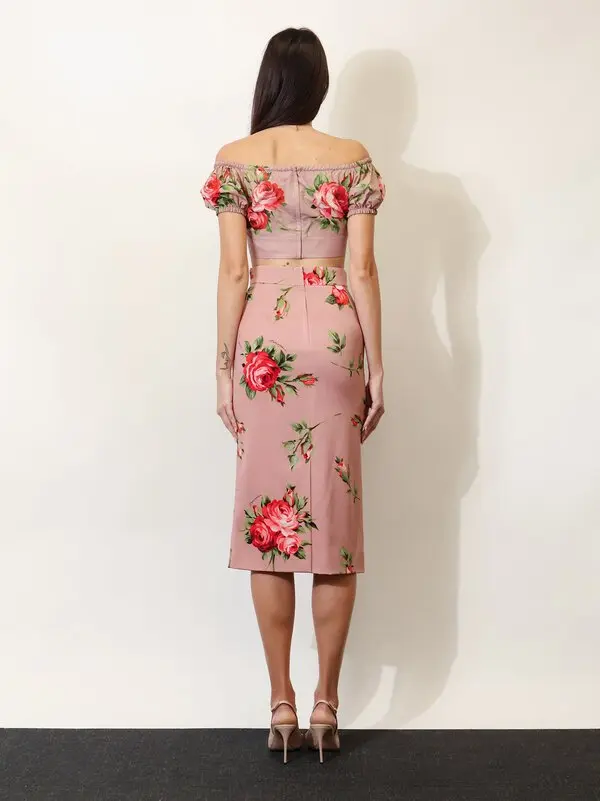 Dolce & Gabbana Cotton Printed Crop Top With Knot Detail