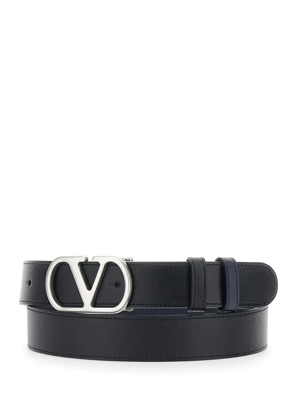 Valentino Garavani Reversible Leather Belt With Vlogo Buckle