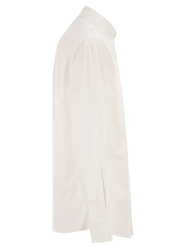 Brunello Cucinelli Basic Fit Twill Shirt With Button-down Collar - White