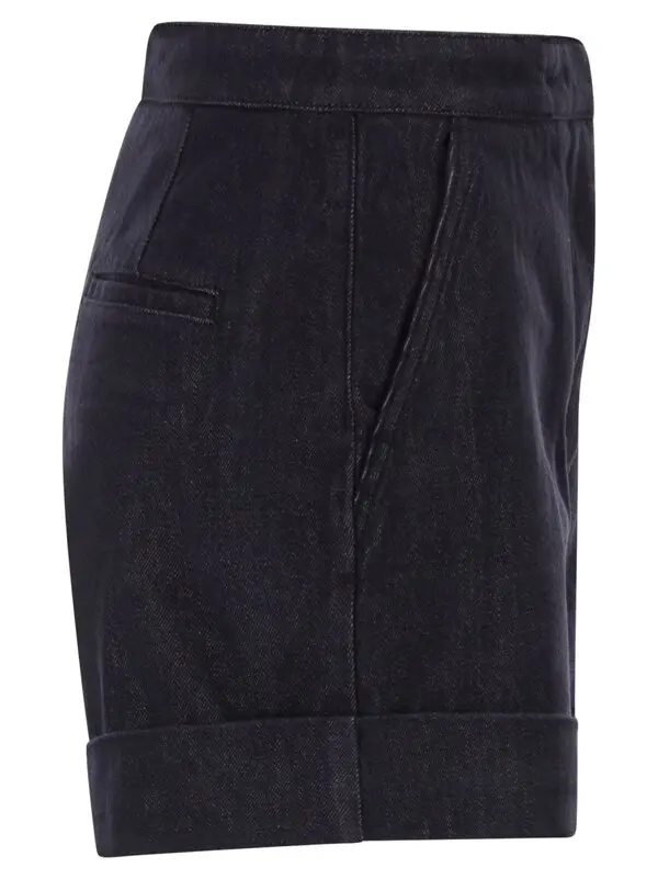 Max Mara High-waisted Denim-effect Cotton Shorts - Blue
