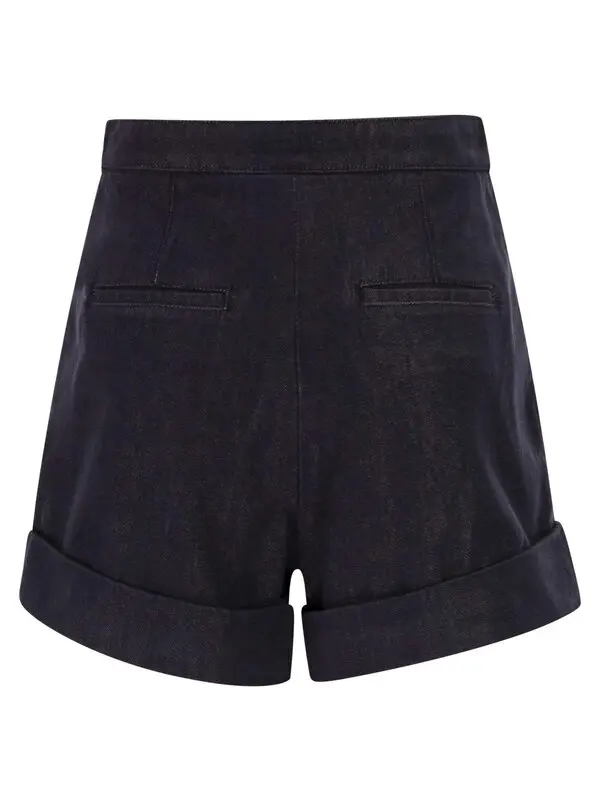 Max Mara High-waisted Denim-effect Cotton Shorts - Blue