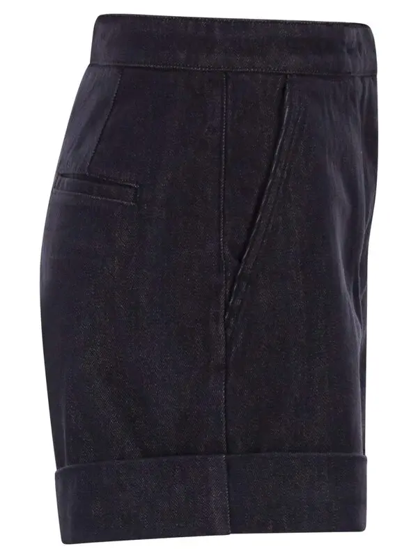 Max Mara High-waisted Denim-effect Cotton Shorts - Blue