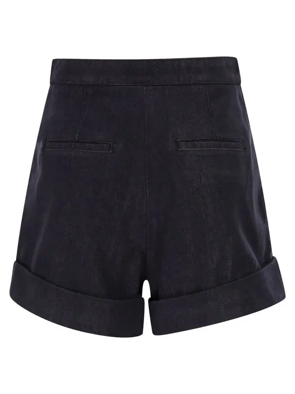 Max Mara High-waisted Denim-effect Cotton Shorts - Blue
