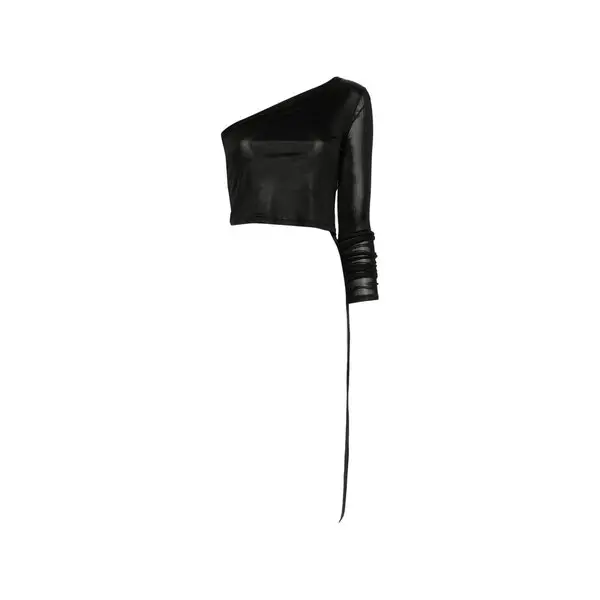 Rick Owens One-shoulder Asymmetric Sleeve Top - Black