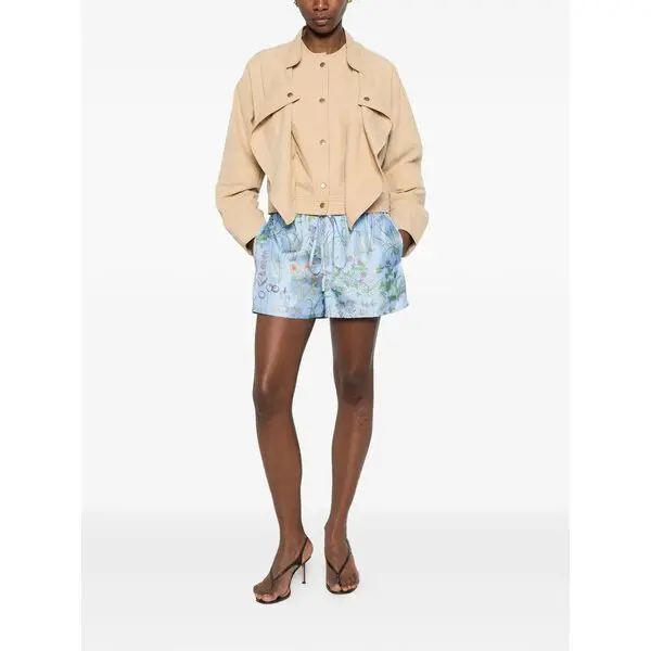 Gucci Floral Print Silk Shorts - Blue