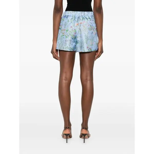 Gucci Floral Print Silk Shorts - Blue