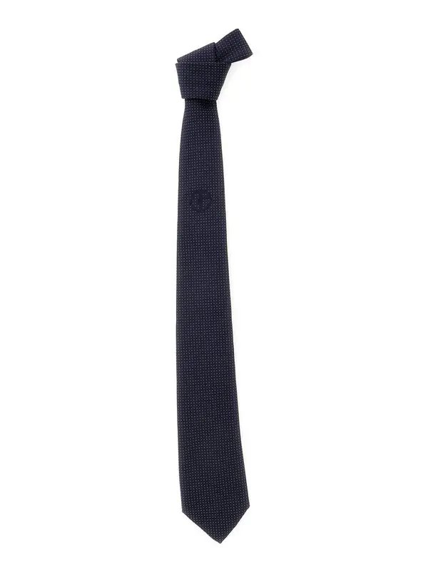 Giorgio Armani Navy Polka Dot Silk Neck Tie - Multicolor