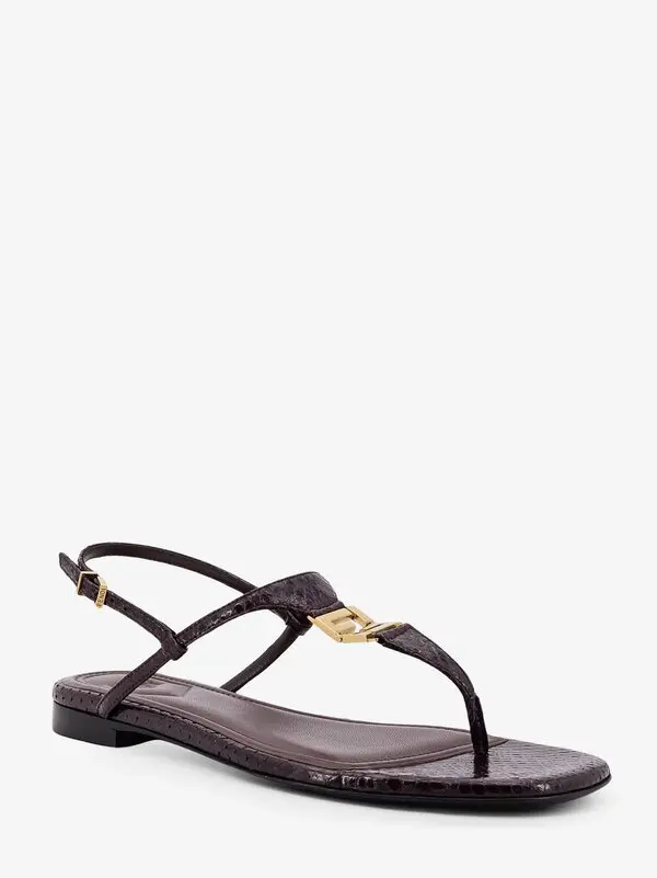 Fendi Fold Leather Sandals With Reptile Effect - Multicolor