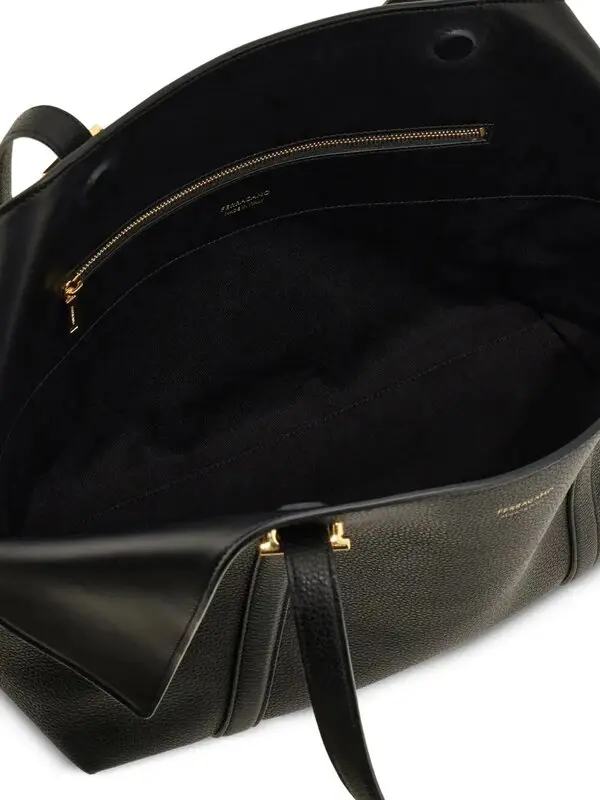 FERRAGAMO Calf Leather Tote Bag - Black
