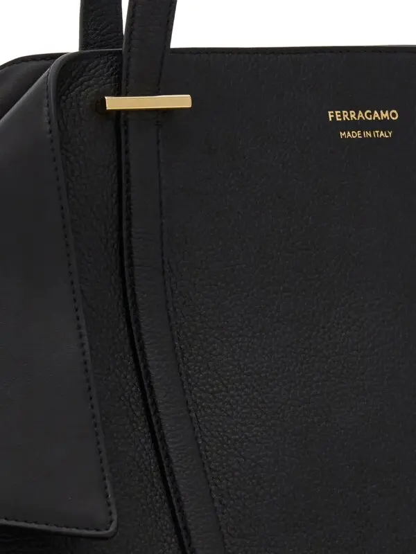FERRAGAMO Calf Leather Tote Bag - Black