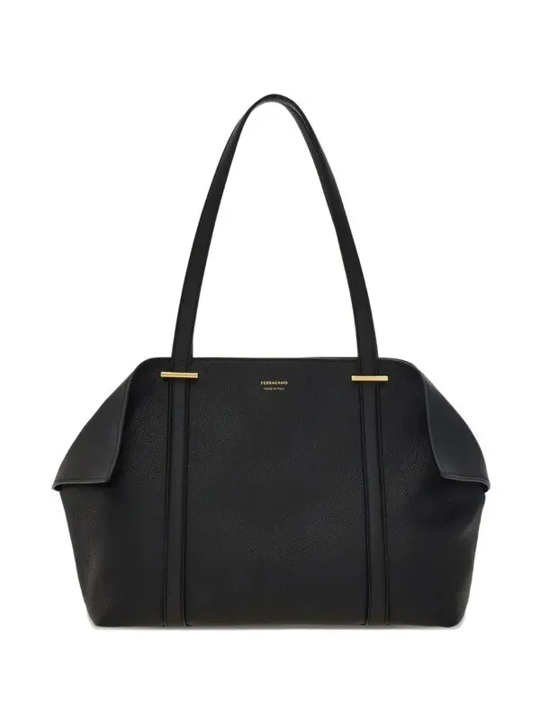 FERRAGAMO Calf Leather Tote Bag - Black