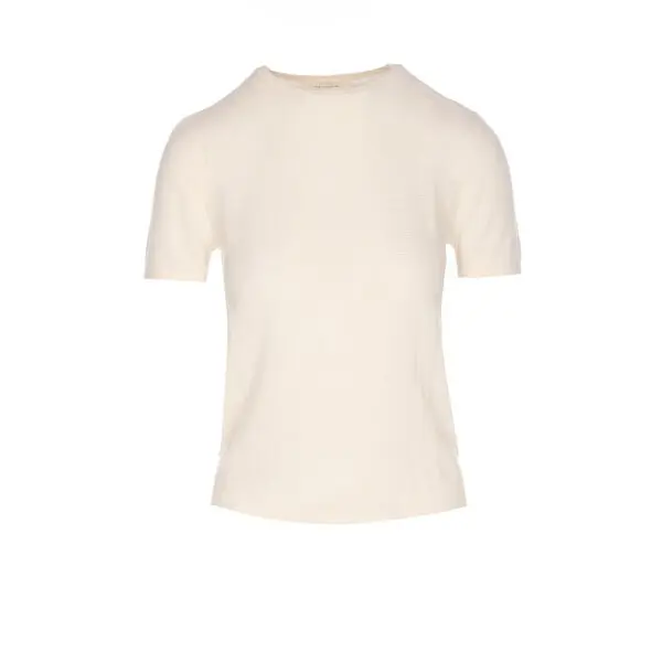 LISA YANG Cashmere Crew Neck Short Sleeve T-shirt - White