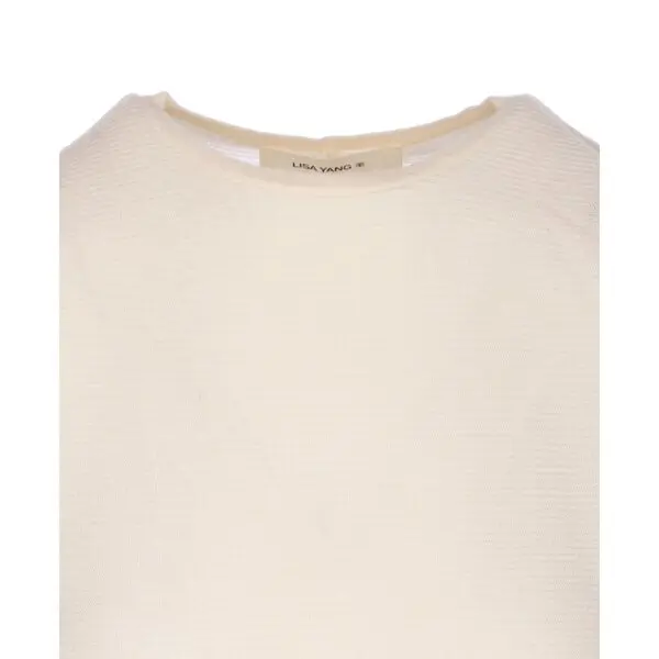 LISA YANG Cashmere Crew Neck Short Sleeve T-shirt - White