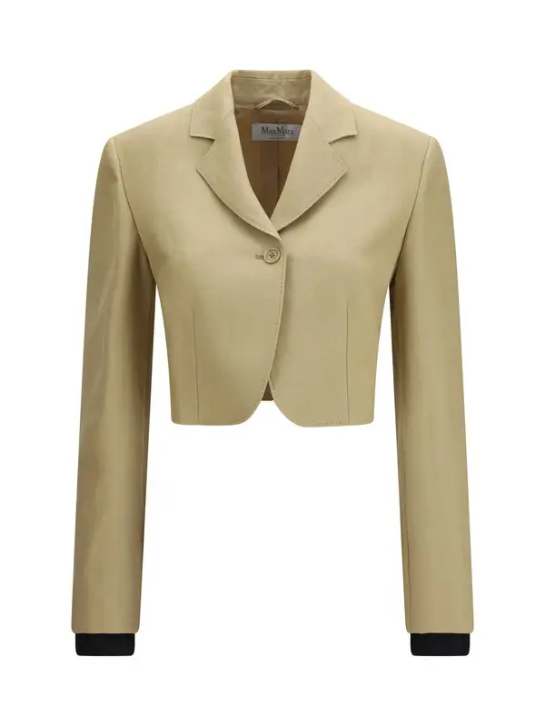 Max Mara Buono Linen Cropped Jacket - Cream