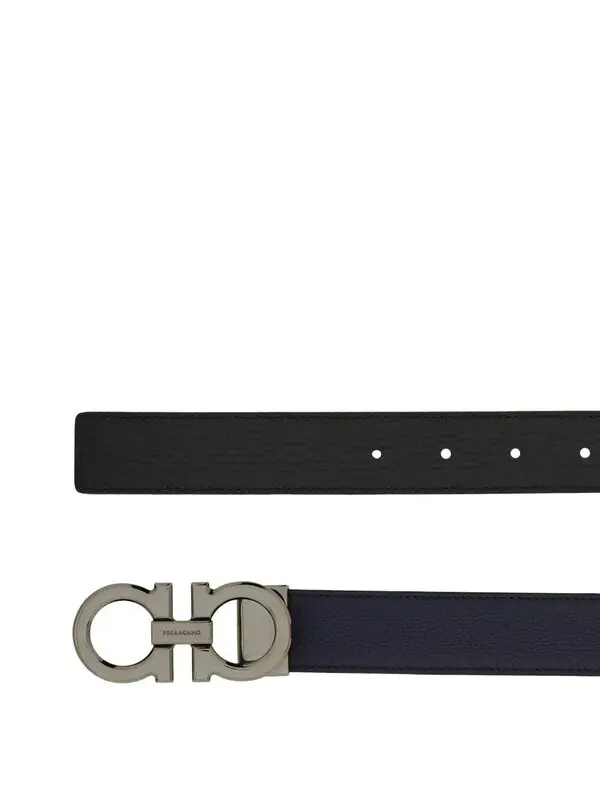 FERRAGAMO Gancini Grained Leather Reversible Belt