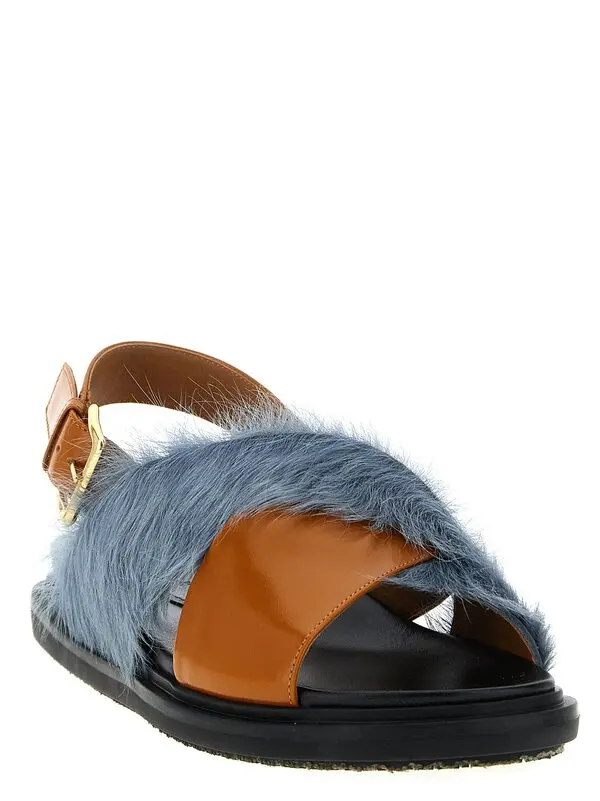 Marni Fussbett Sandals With Shearling Accents
