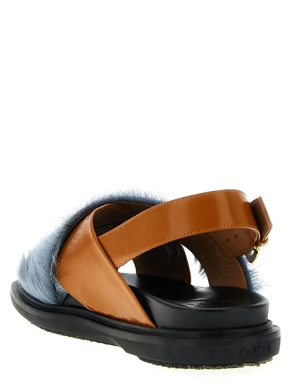 Marni Fussbett Sandals With Shearling Accents