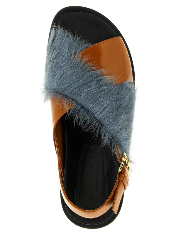 Marni Fussbett Sandals With Shearling Accents