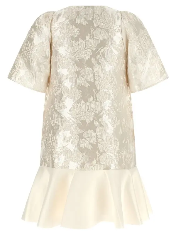 GANNI Satin Cloqué Mini Dress - White
