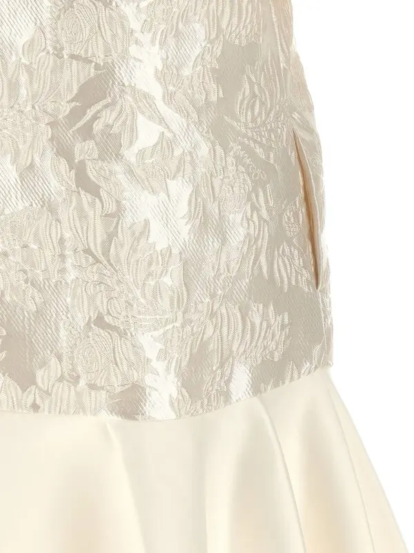 GANNI Satin Cloqué Mini Dress - White