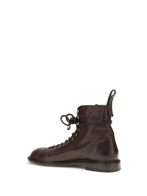 Versace Billy Leather Ankle Boots - Brown