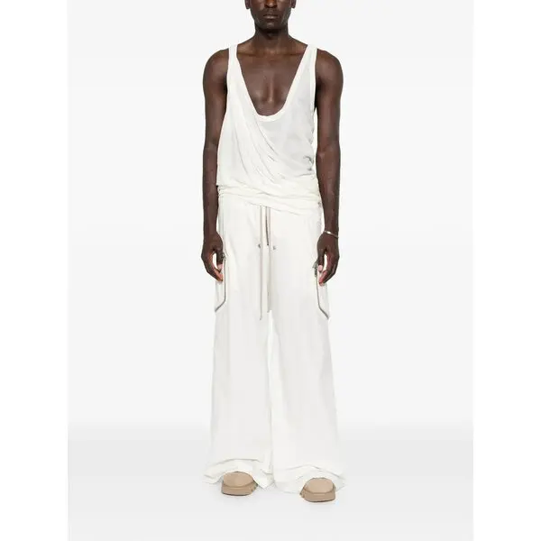 Rick Owens Cotton Drawstring Waist Zip Detail Trousers