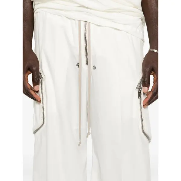 Rick Owens Cotton Drawstring Waist Zip Detail Trousers