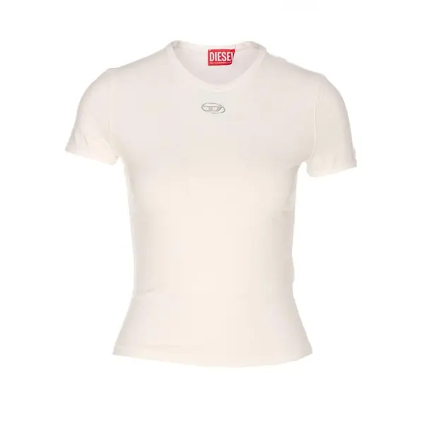 DIESEL® Short-sleeve Crew Neck T-shirt With Embossed Logo - White