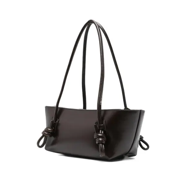 Hereu Dark Leather Knotted Shoulder Bag