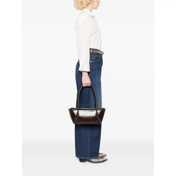 Hereu Dark Leather Knotted Shoulder Bag