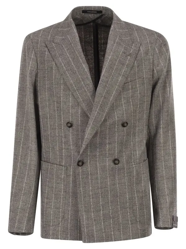 Tagliatore Double-breasted Alpaca And Linen Jacket - Gray