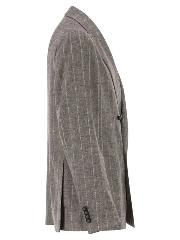 Tagliatore Double-breasted Alpaca And Linen Jacket - Gray