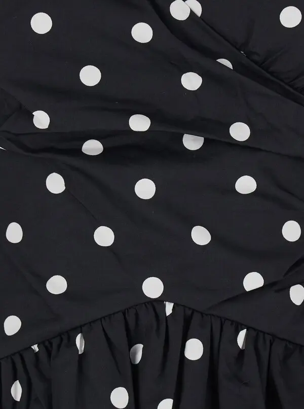 SELF-PORTRAIT Cotton Polka Dot Dress With Flared Skirt - Multicolor