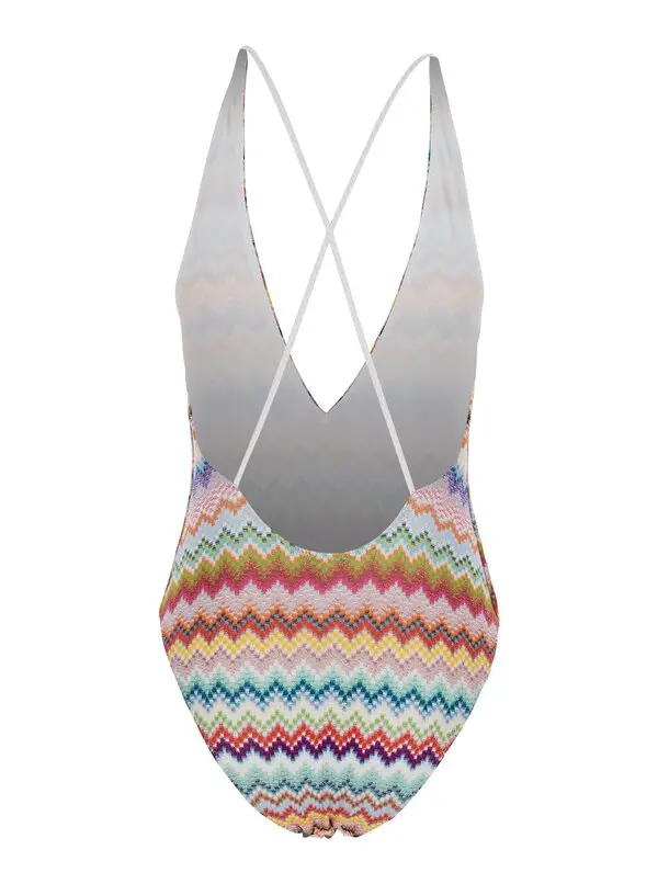 Missoni Zig-zag" V-neck One-piece Swimsuit - Multicolor