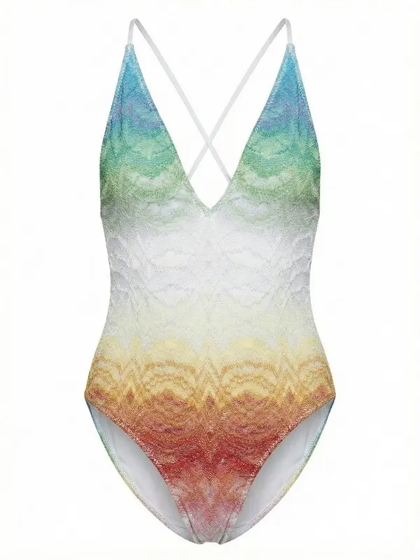 Missoni Zig-zag" V-neck One-piece Swimsuit - Multicolor