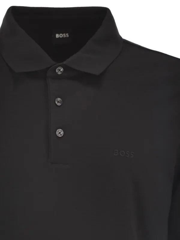 BOSS Regular Fit Polo Shirt In Interlock Cotton - Black