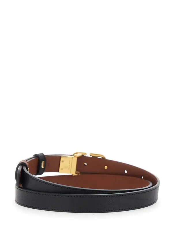 Valentino Garavani Reversible Belt With Vlogo Buckle In Leather - Black