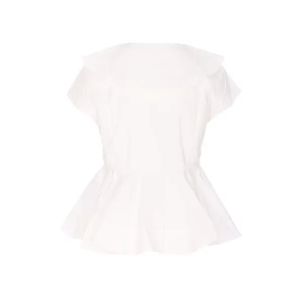 GANNI Cotton Blend Collared Shirt - White