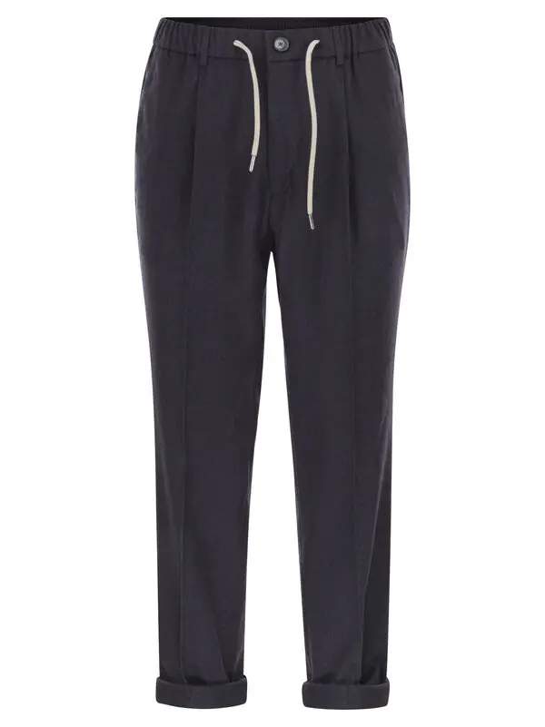 Herno Cashmere And Silk Trousers - Blue