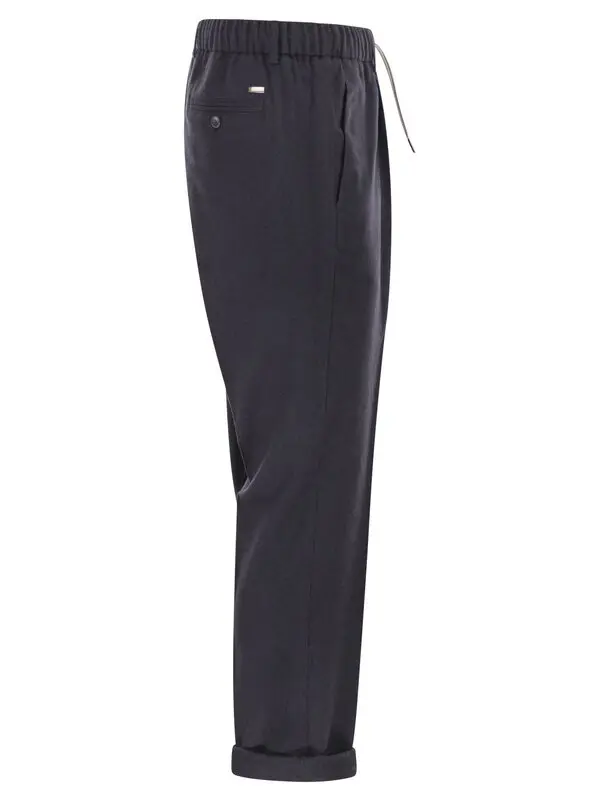 Herno Cashmere And Silk Trousers - Blue