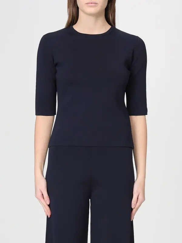 Max Mara Ribbed Knit Top With 3/4 Sleeves