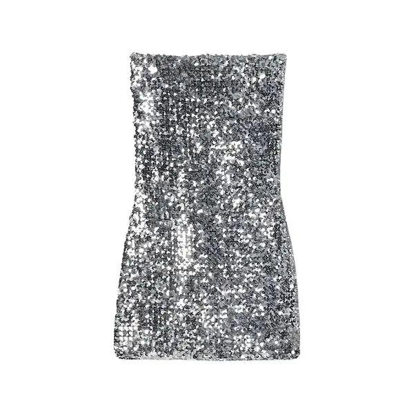 Gucci Tone Sequinned Strapless Fitted Dress - Silver