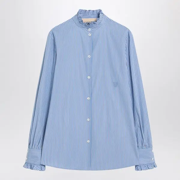 Valentino Garavani Striped Cotton Shirt With Ruffled Collar And Cuffs