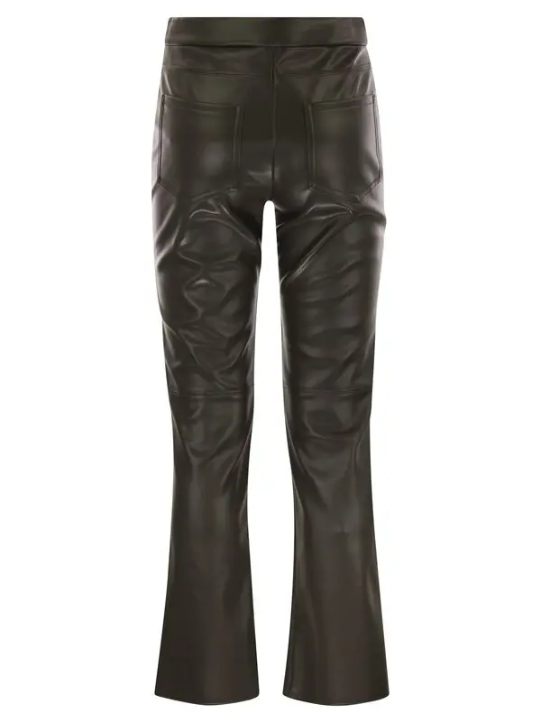 Max Mara Coated Fabric Trousers With Flared Ankle - Brown