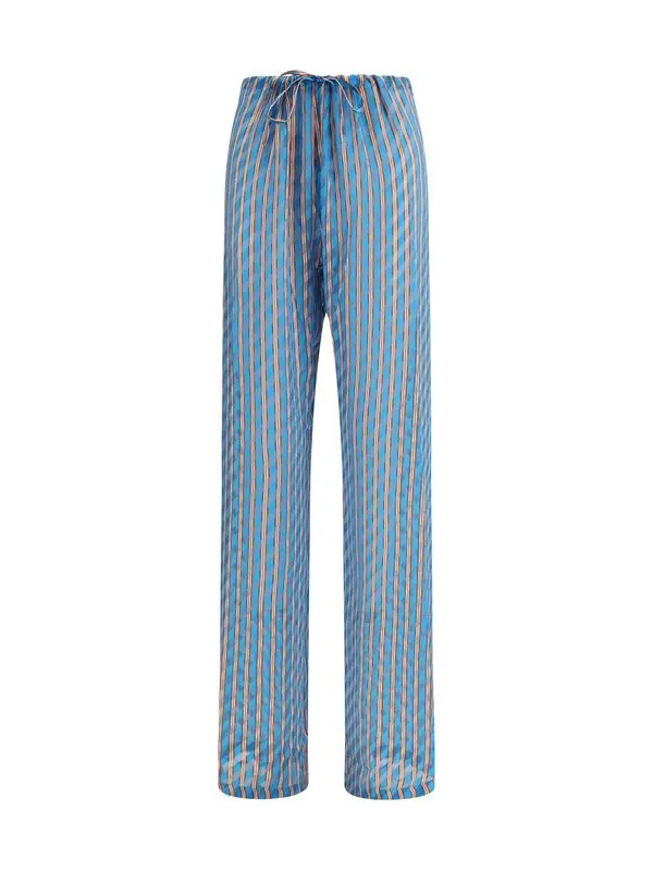 Dries Van Noten Striped Semi-transparent Silk Blend Pants