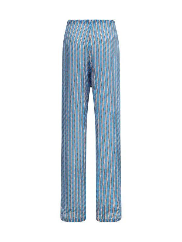 Dries Van Noten Striped Semi-transparent Silk Blend Pants - Multicolor