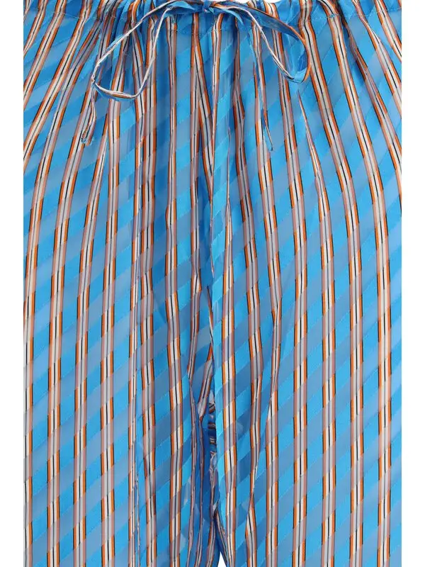 Dries Van Noten Striped Semi-transparent Silk Blend Pants - Multicolor