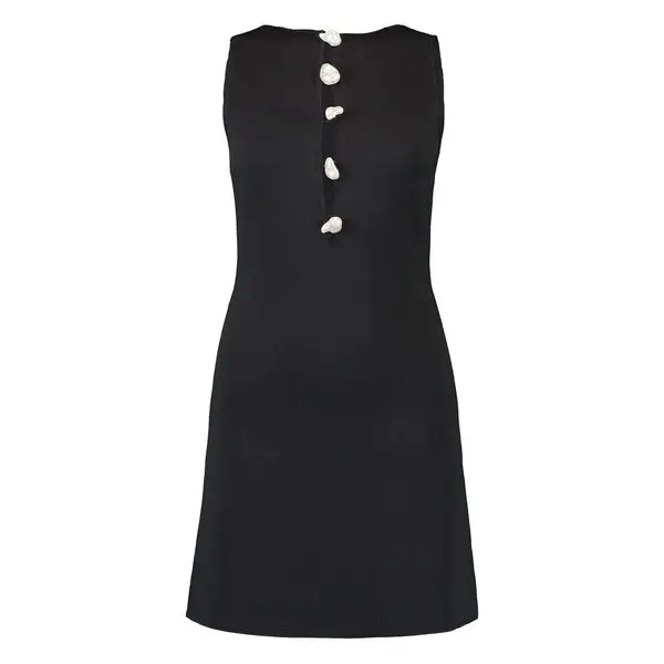 Cult Gaia Sleeveless Button Embellishment Ribbed Texture Dress - Black